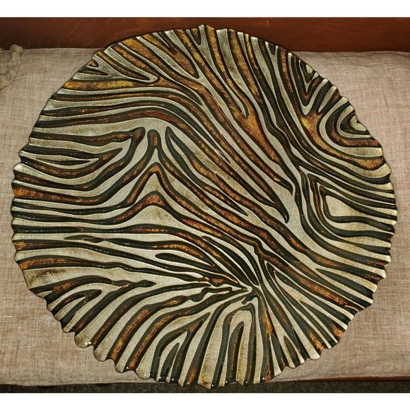 Handmade | Accents | Dichroic Fused Bronze Glass Pewter Tiger Plate ...